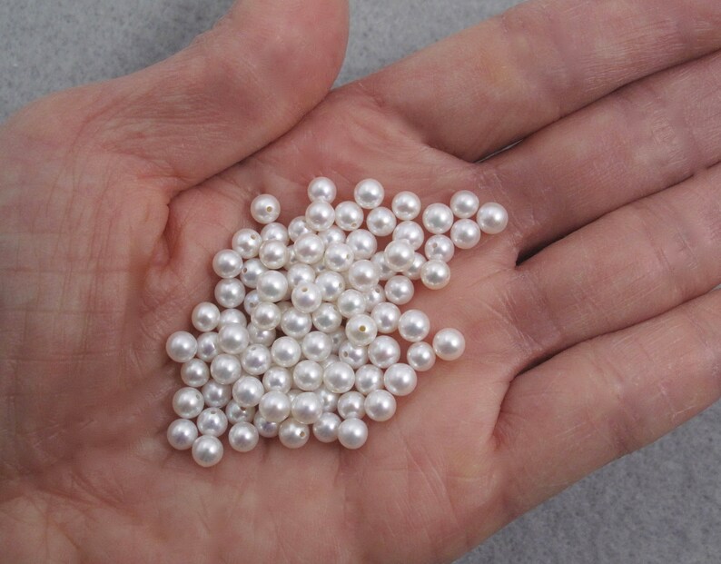 4-4.5mm AAAA White Freshwater Pearl Beads: High Luster (half Drilled ...