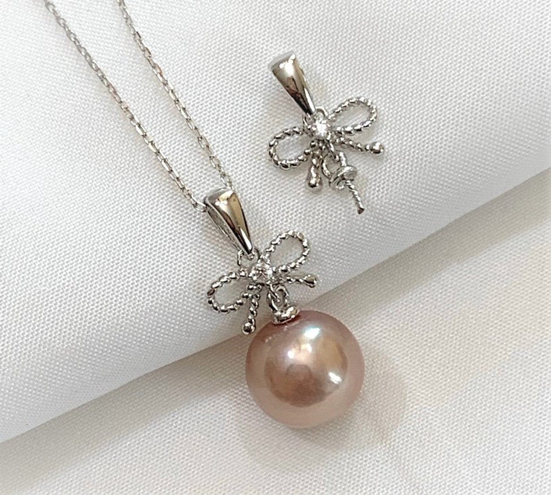 Sterling Silver Bow Pearl Pendant Setting With CZ: DIY Jewelry Finding ...