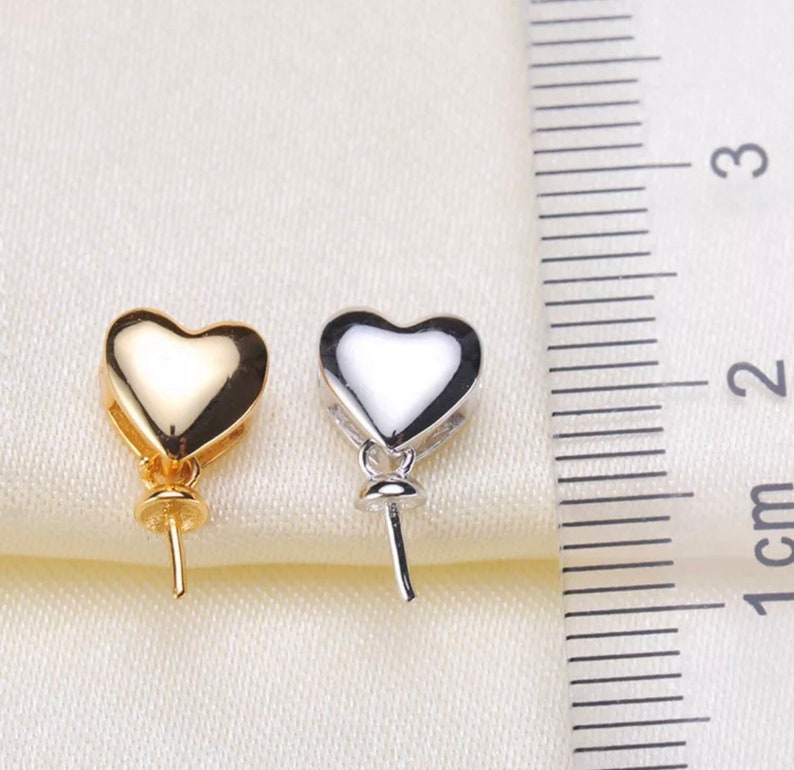 925 Sterling Silver OR Gold Heart Pendant Setting for Half Drilled ...