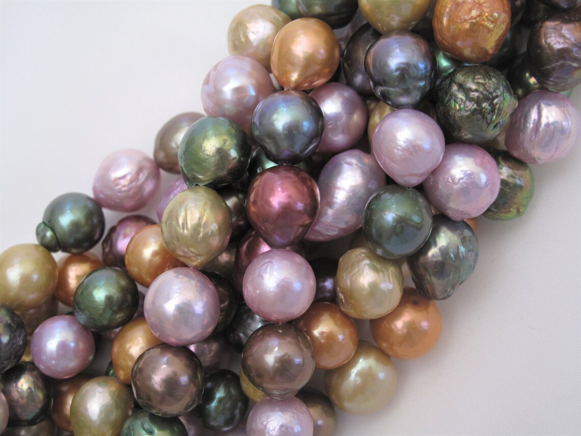10-12mm Full Strand Multi Color Irregular Baroque Pearl | Etsy