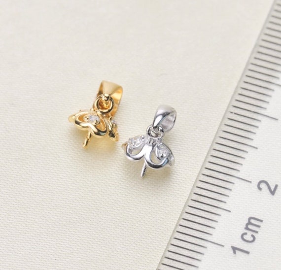 925 Sterling Silver OR Gold Cap Pendant Setting for Half - Etsy