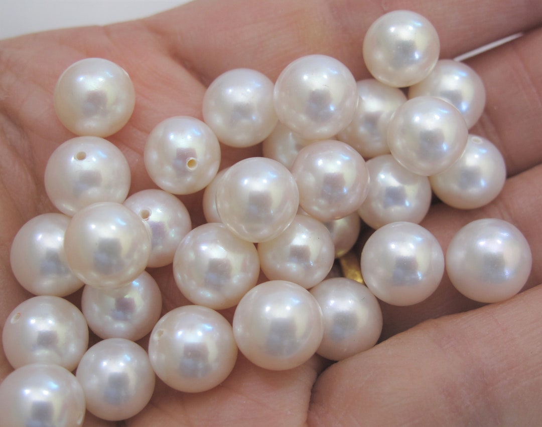 8.5-9mm Beautiful Lustrous 8-8.5mm Round Pearls, Undrilled/half Drilled ...