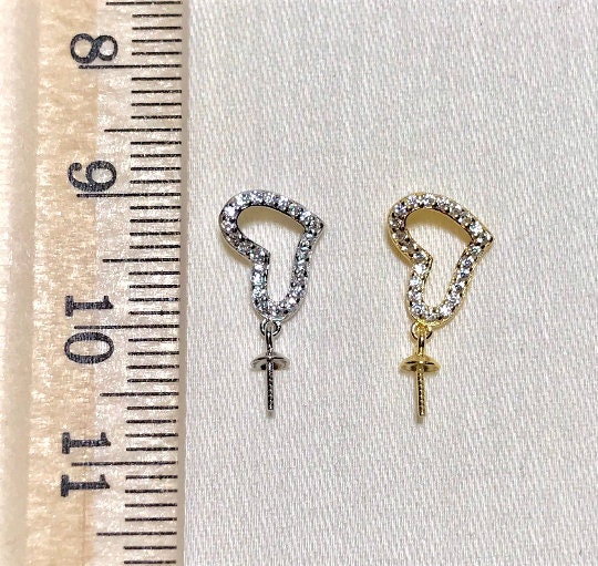 925 Sterling Silver OR Gold Heart Pendant Setting W/cubic | Etsy