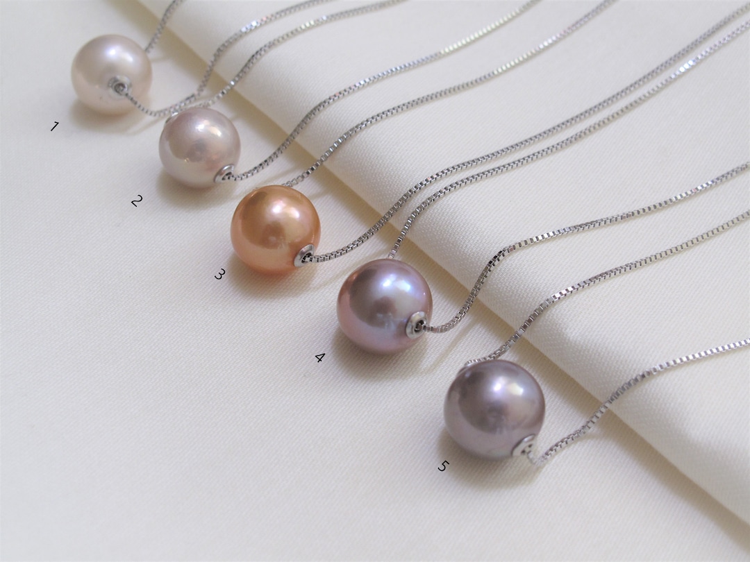 Edison Pearl Necklace: 925 Sterling Silver Box Chain, Natural Pink ...