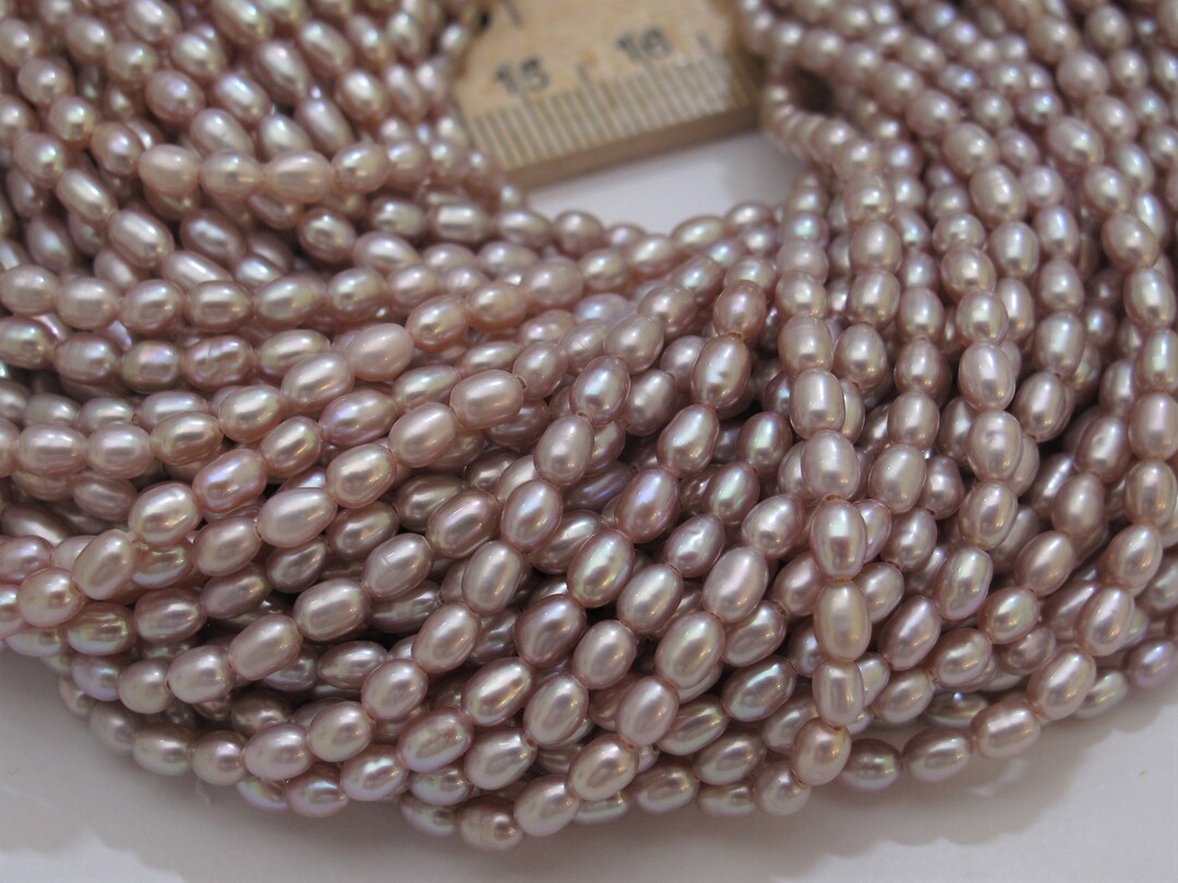 2.8-3mm Genuine Natural White OR Pink Oval Rice Freshwater Pearl Beads ...
