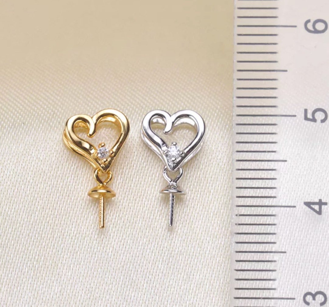 Sterling Silver Heart Pendant Setting With Cubic Zirconia (3mm Cup) - Etsy