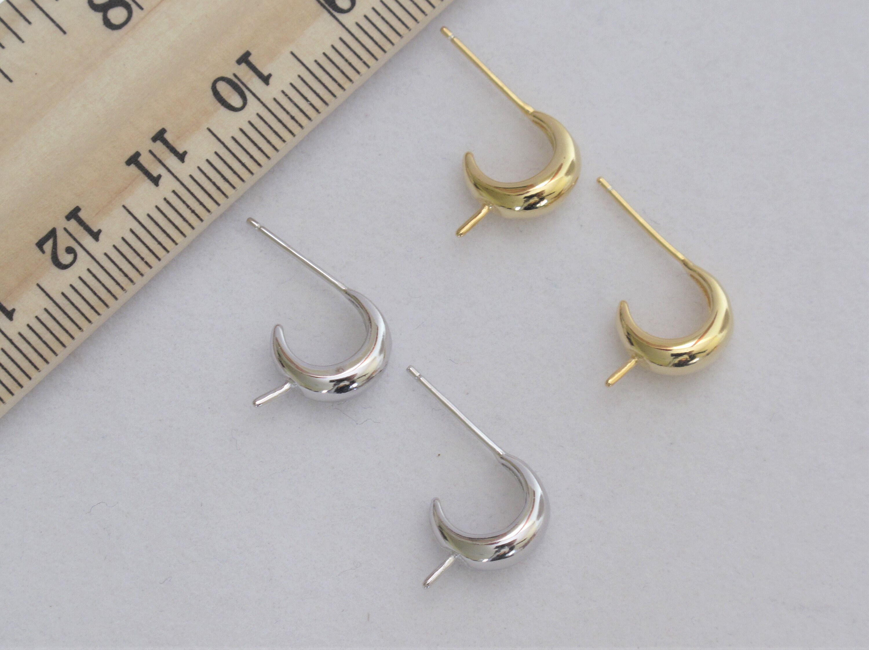 925 Sterlingsilver OR Gold Half Loop Earring Setting for Half | Etsy