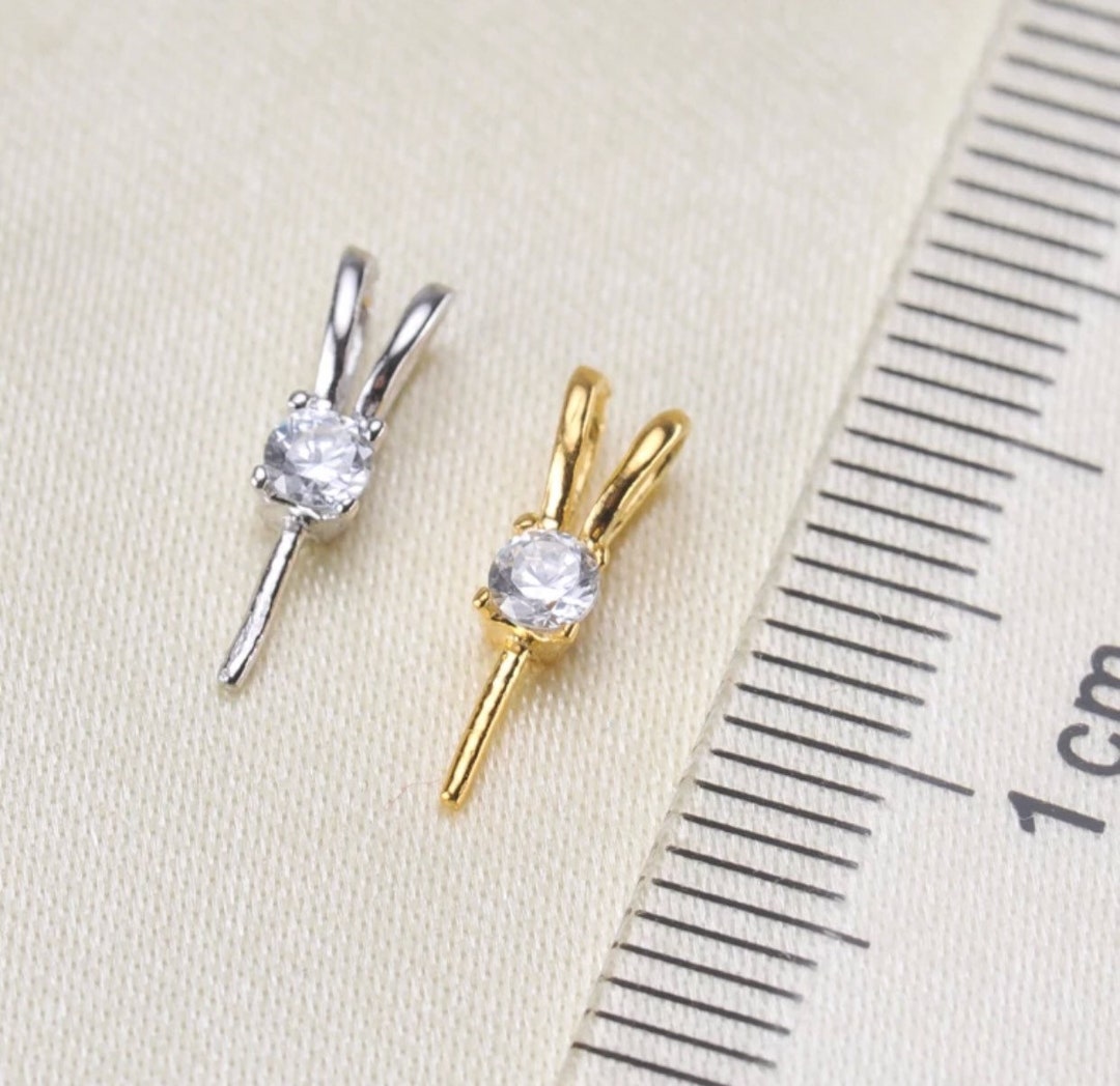 Sterling Silver Rabbit Ear Pendant With CZ: Pearl Mount Setting (360-NF ...