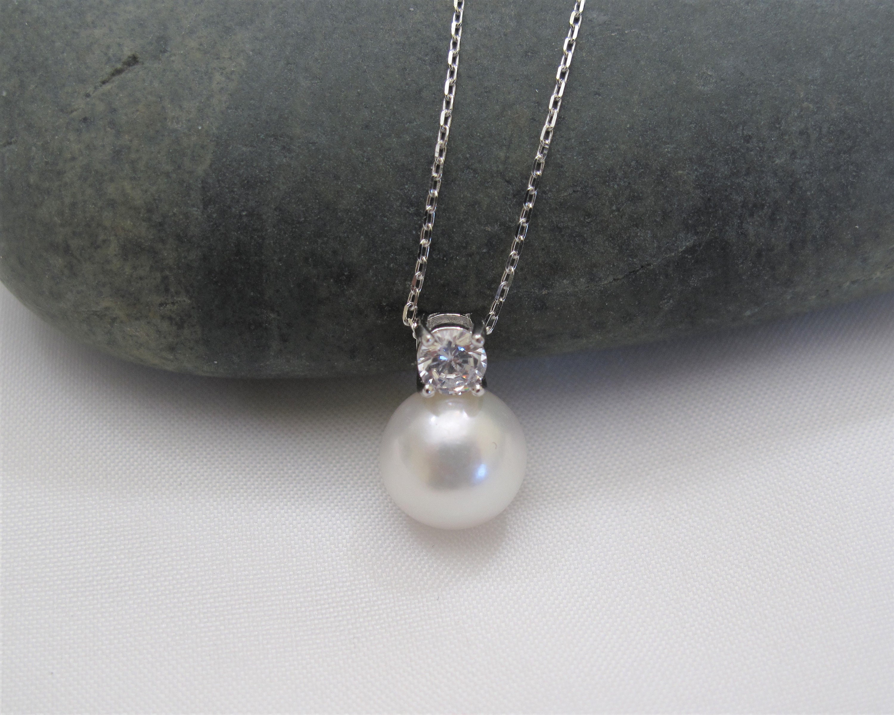 Natural Pearl Necklace w/925 Sterling Silver ChainGenuine | Etsy