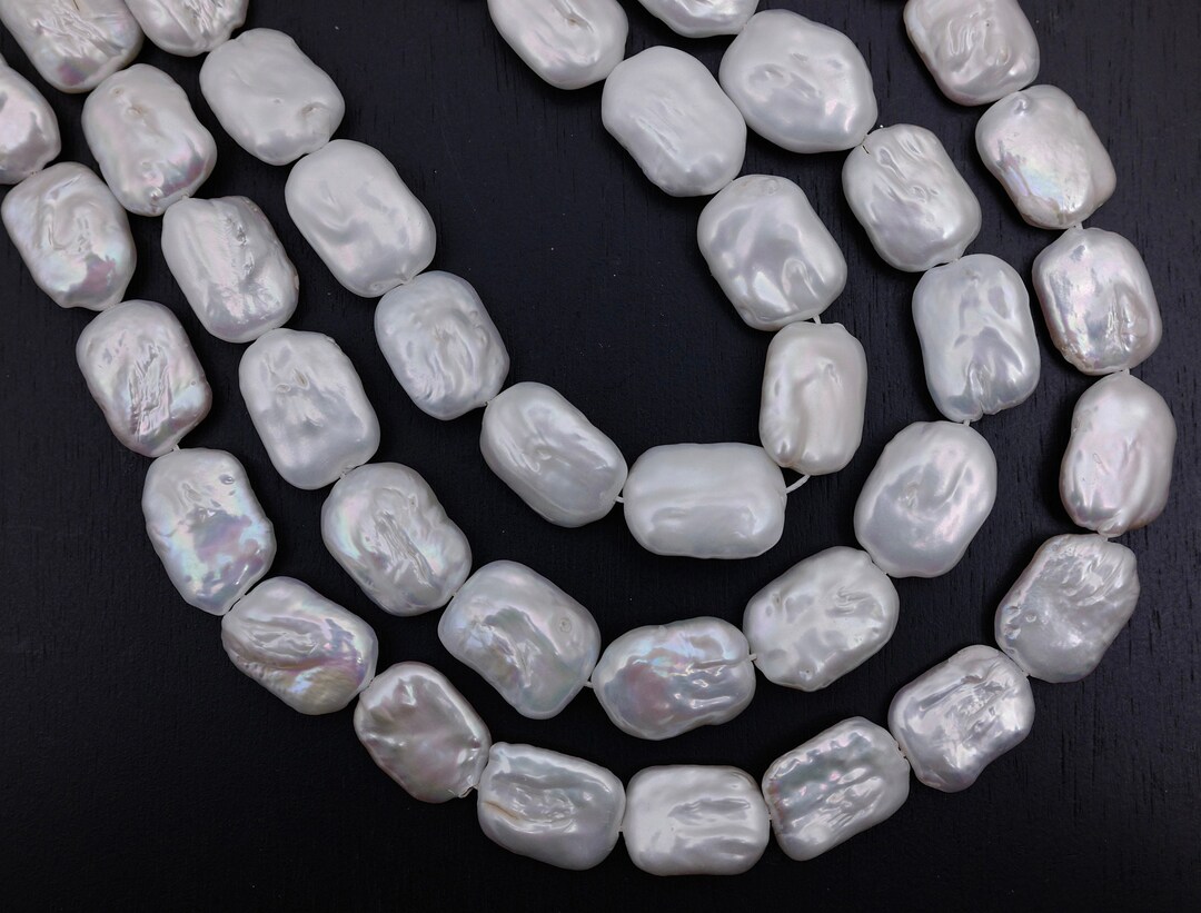 14-15 X 20-22mm Natural White Thick Rectangle Pearl Beads, High Quality ...