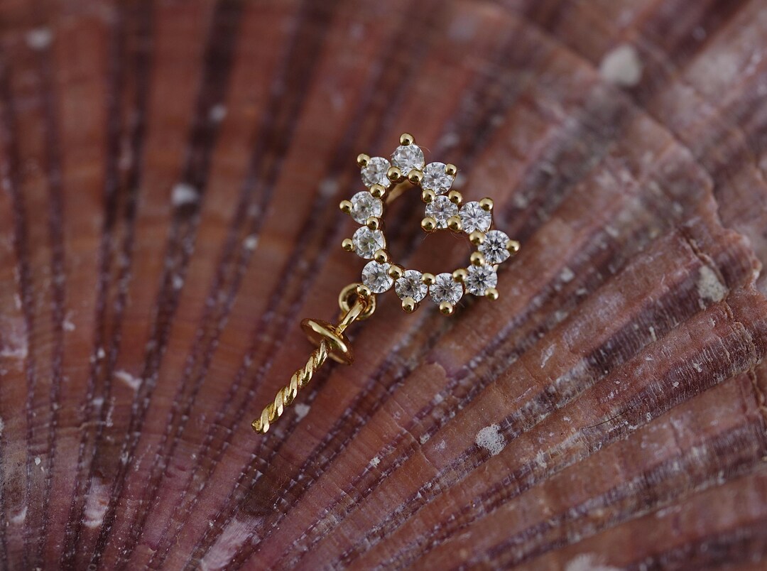 Solid 18K Gold Heart Pendant Setting W/czs for Half Drilled Pearls ...