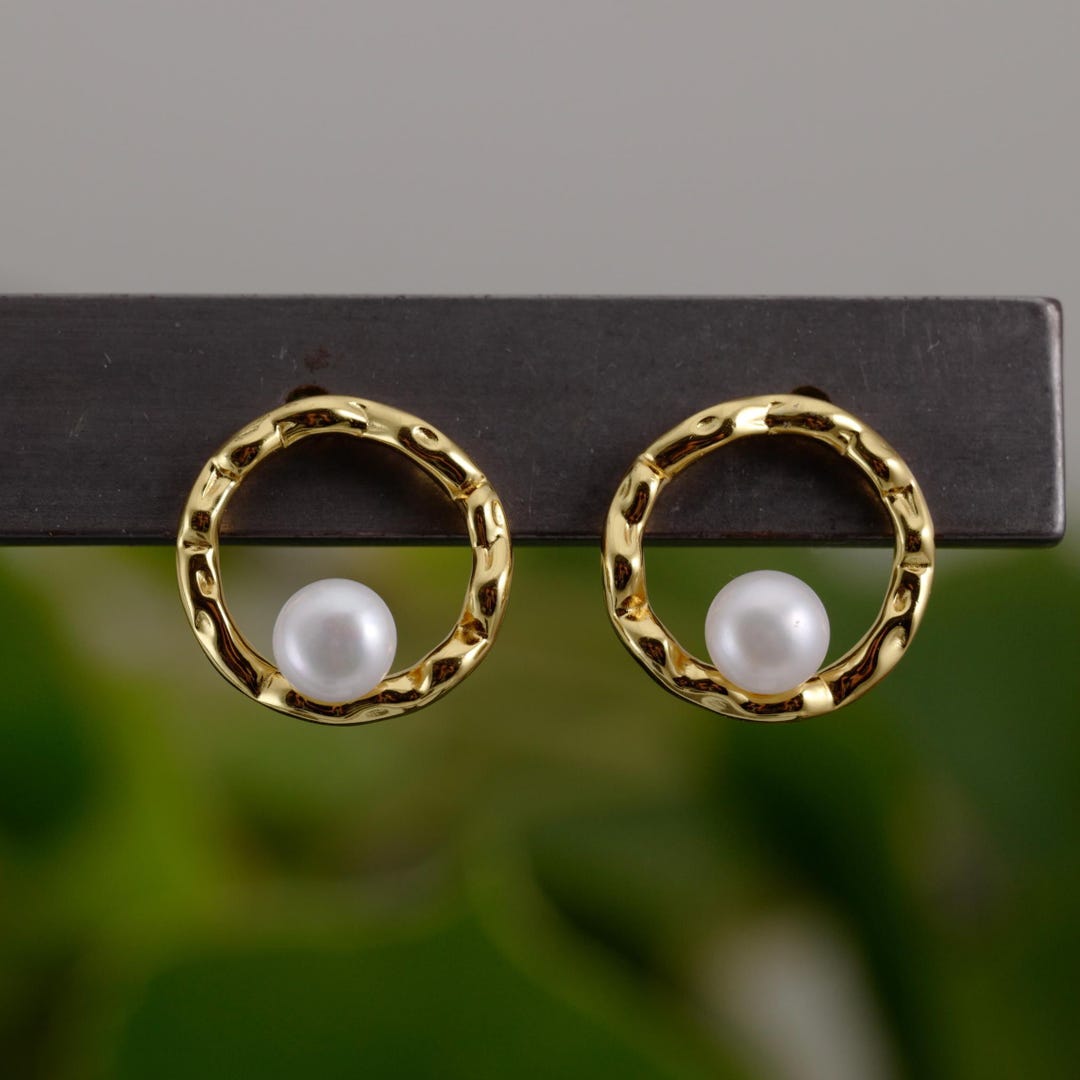 Beautiful Genuine Freshwater Pearl Earring Stud W/925 Sterling Silver ...