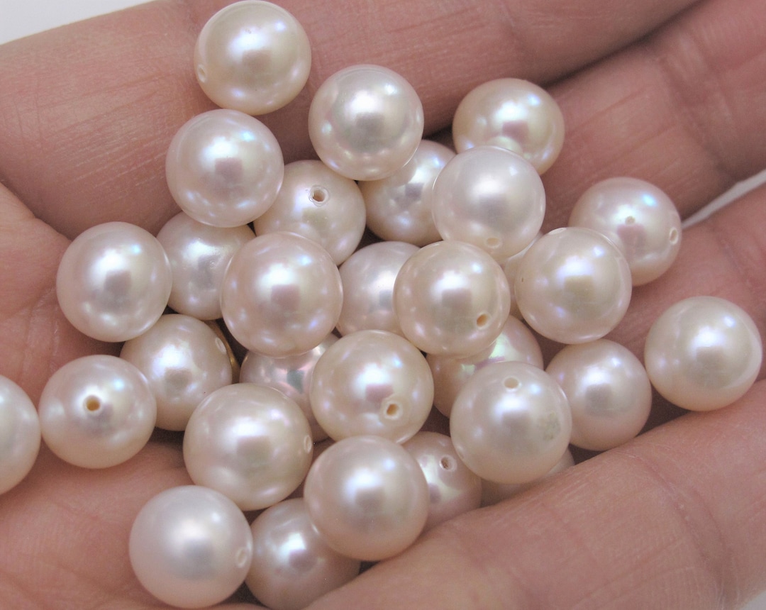 1 PC Beautiful Lustrous 8-8.5mm Round Pearls, Undrilled/half Drilled ...