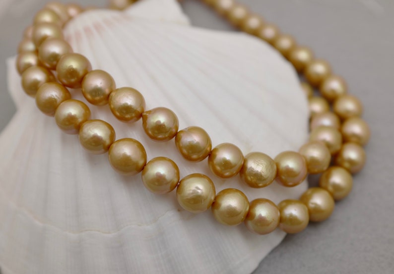 Gold Champagne Baroque Pearl Beads: Lustrous Edison Freshwater Pearls ...
