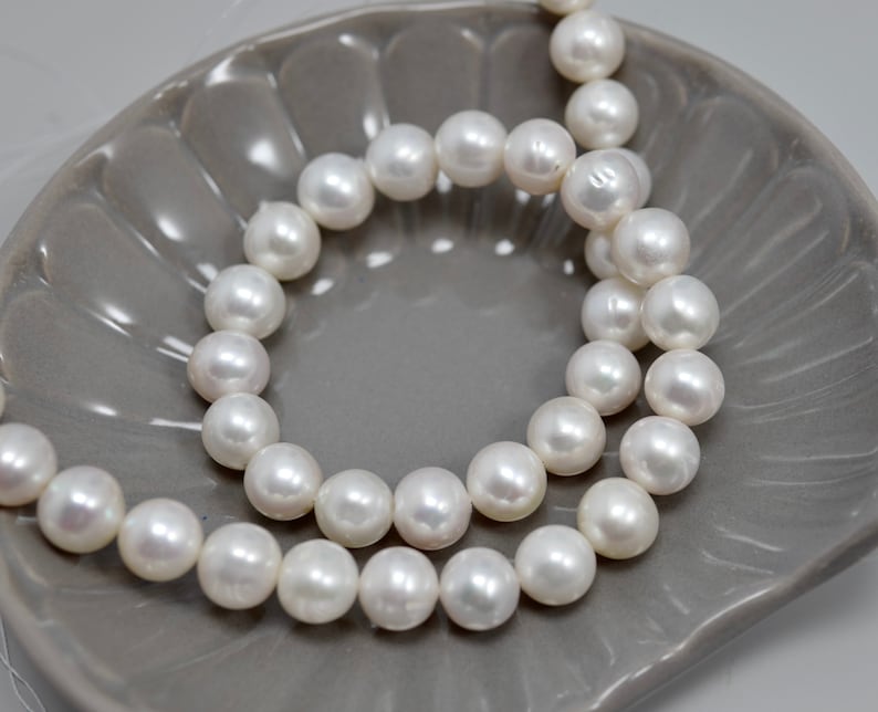 10.3-11.3mm White Freshwater Pearl Beads: AA+ Semi Round Strand - Etsy