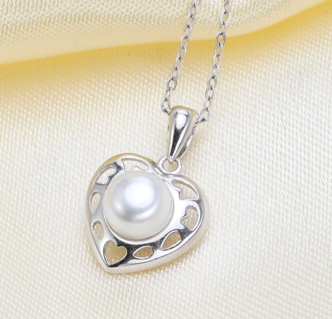 Sterling Silver Heart Pearl Pendant Setting: DIY Jewelry Bail Findings ...