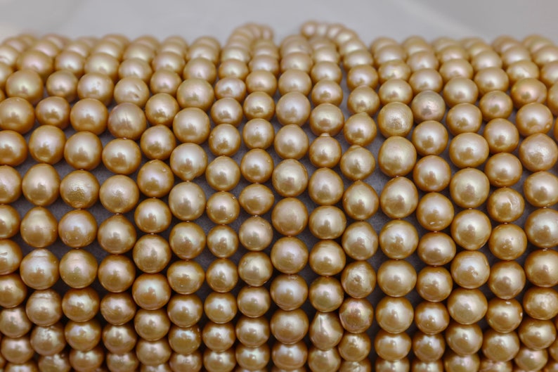 Gold Champagne Baroque Pearl Beads: Lustrous Edison Freshwater Pearls ...