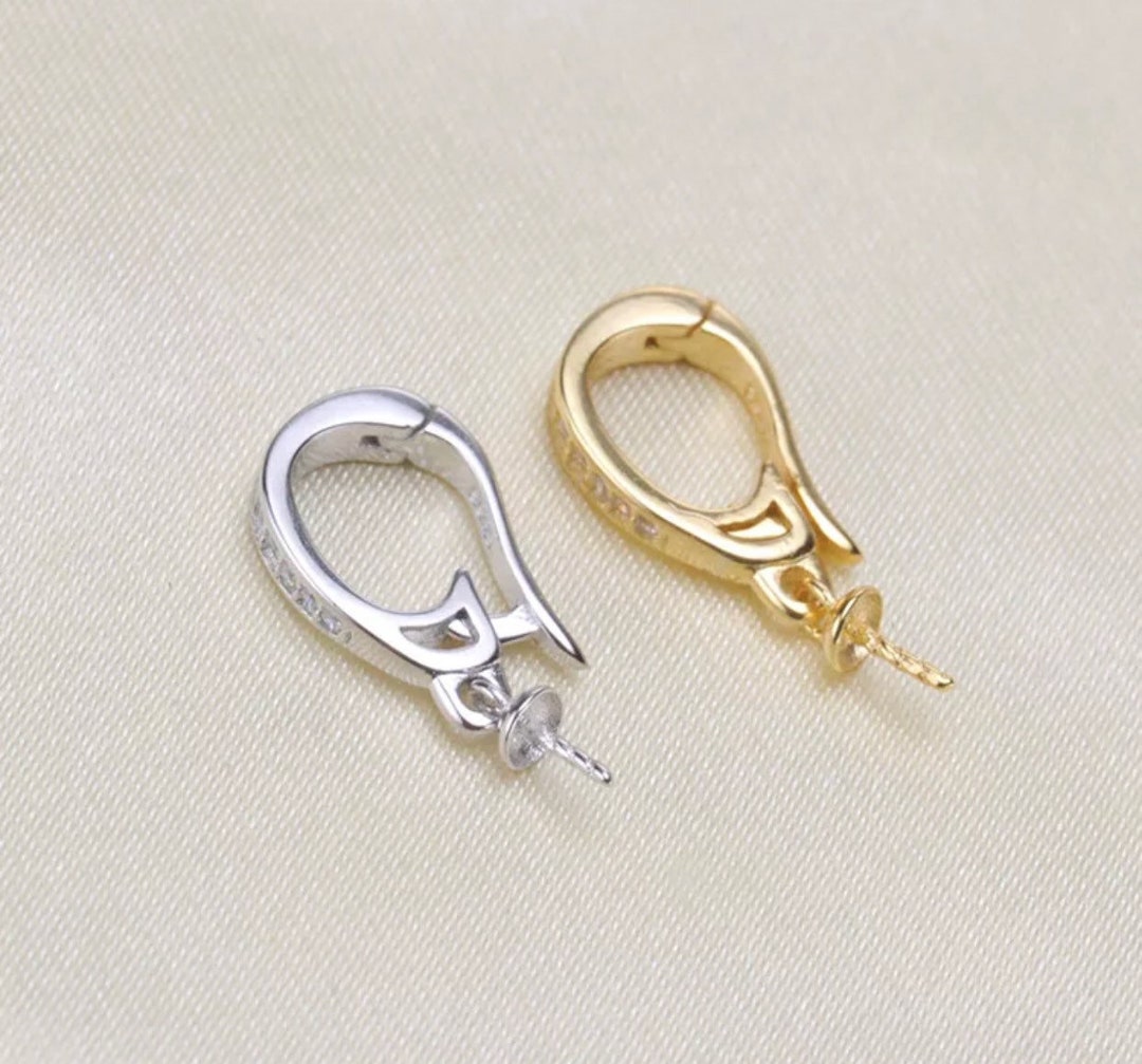 925 Sterling Silver OR Gold Pendant Setting Pearl Mounting W/cubic ...