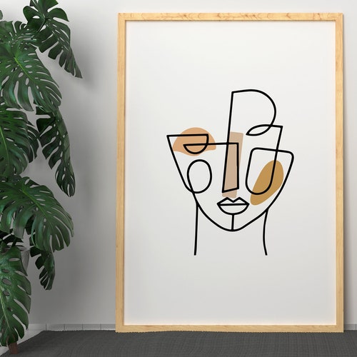 One Line Face Art Print Single Line Abstract Portrait Art - Etsy