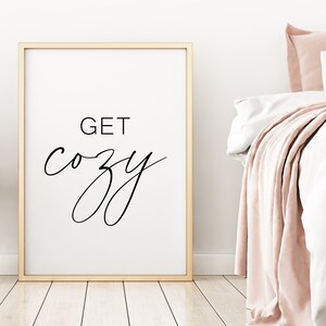 Get Cozy Printable Sign Guest Room Poster Typographic Print - Etsy