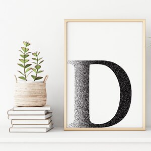 Letter D Printable Art, Office Wall Sign, Name Initial Poster, Minimal ...