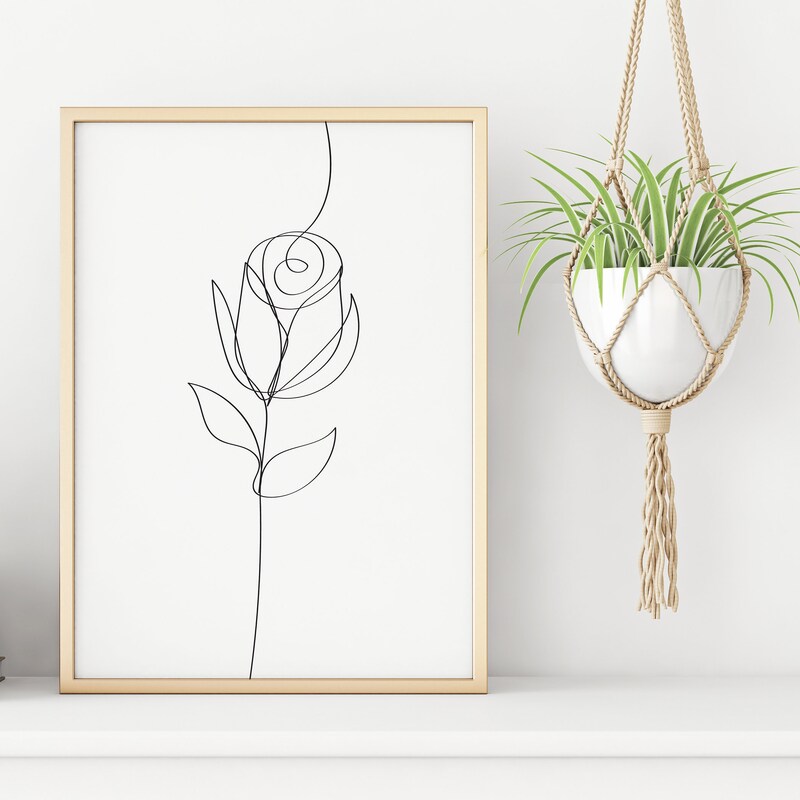Rose Line Drawing - Etsy