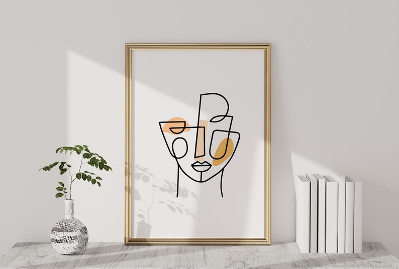 One Line Face Art Print Single Line Abstract Portrait Art | Etsy
