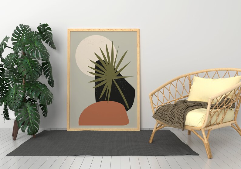 Abstract Tropical Leaf Poster Geometric Shapes Print Modern - Etsy