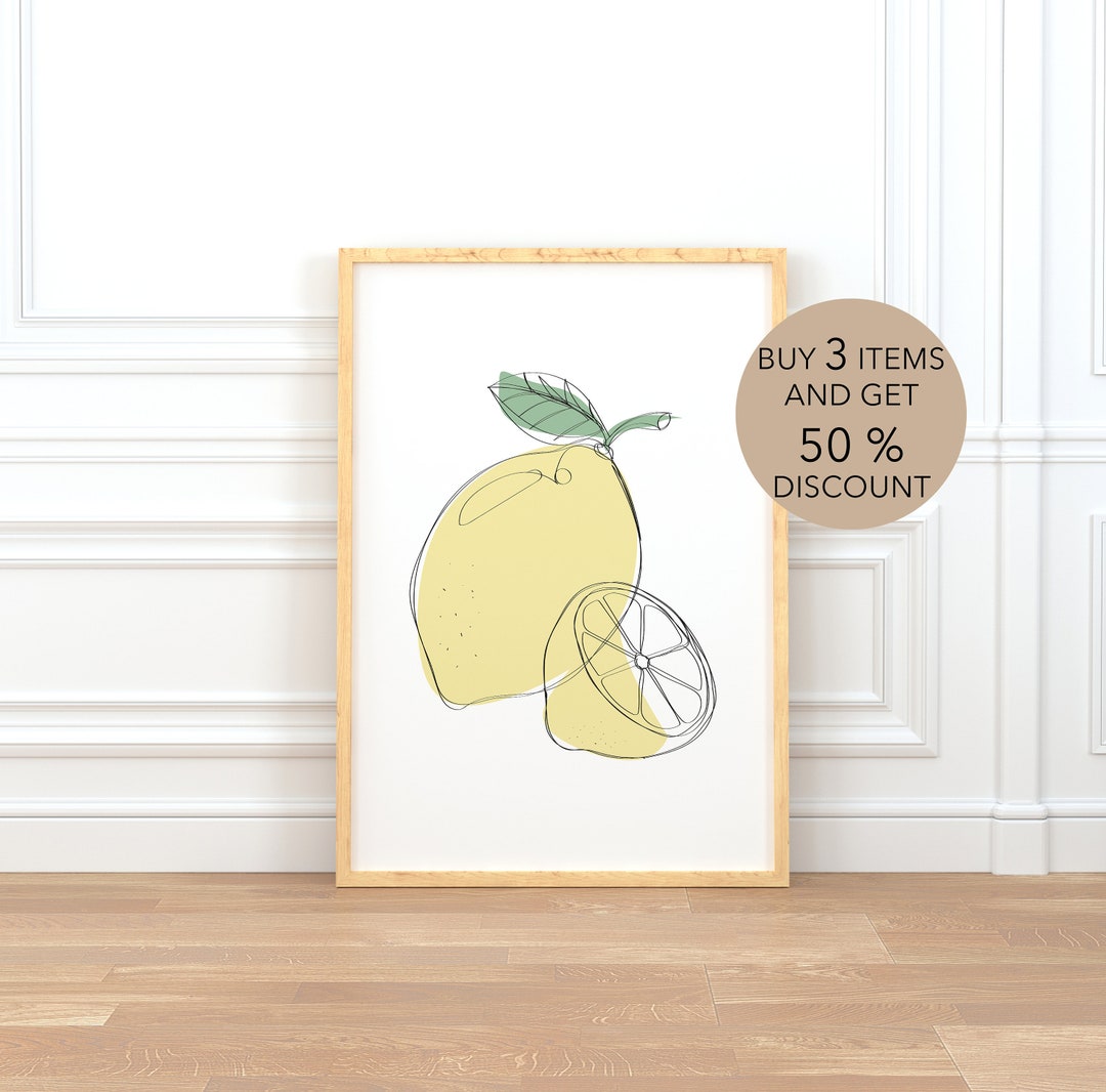 One Line Lemons Artwork, Lemon Fruit Illustration, Minimal Single Line ...