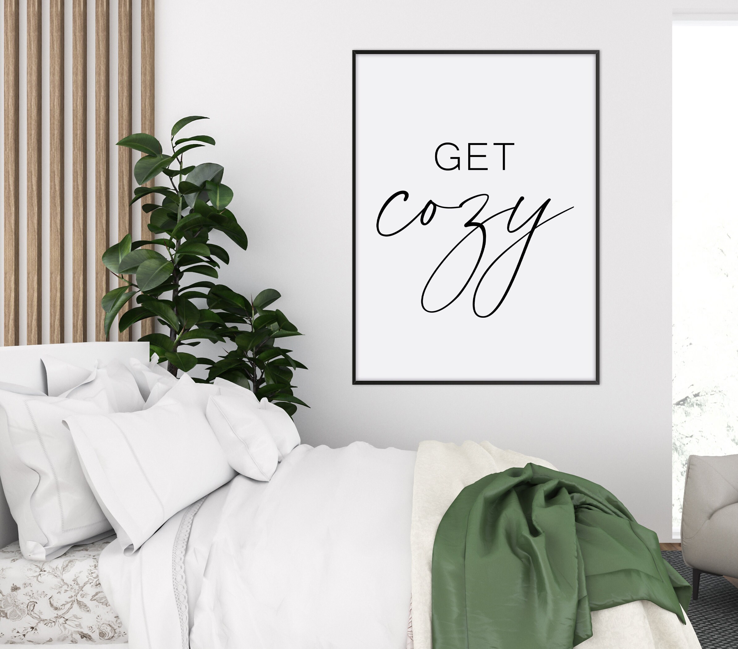 Get Cozy Printable Sign, Guest Room Poster, Typographic Print Art ...
