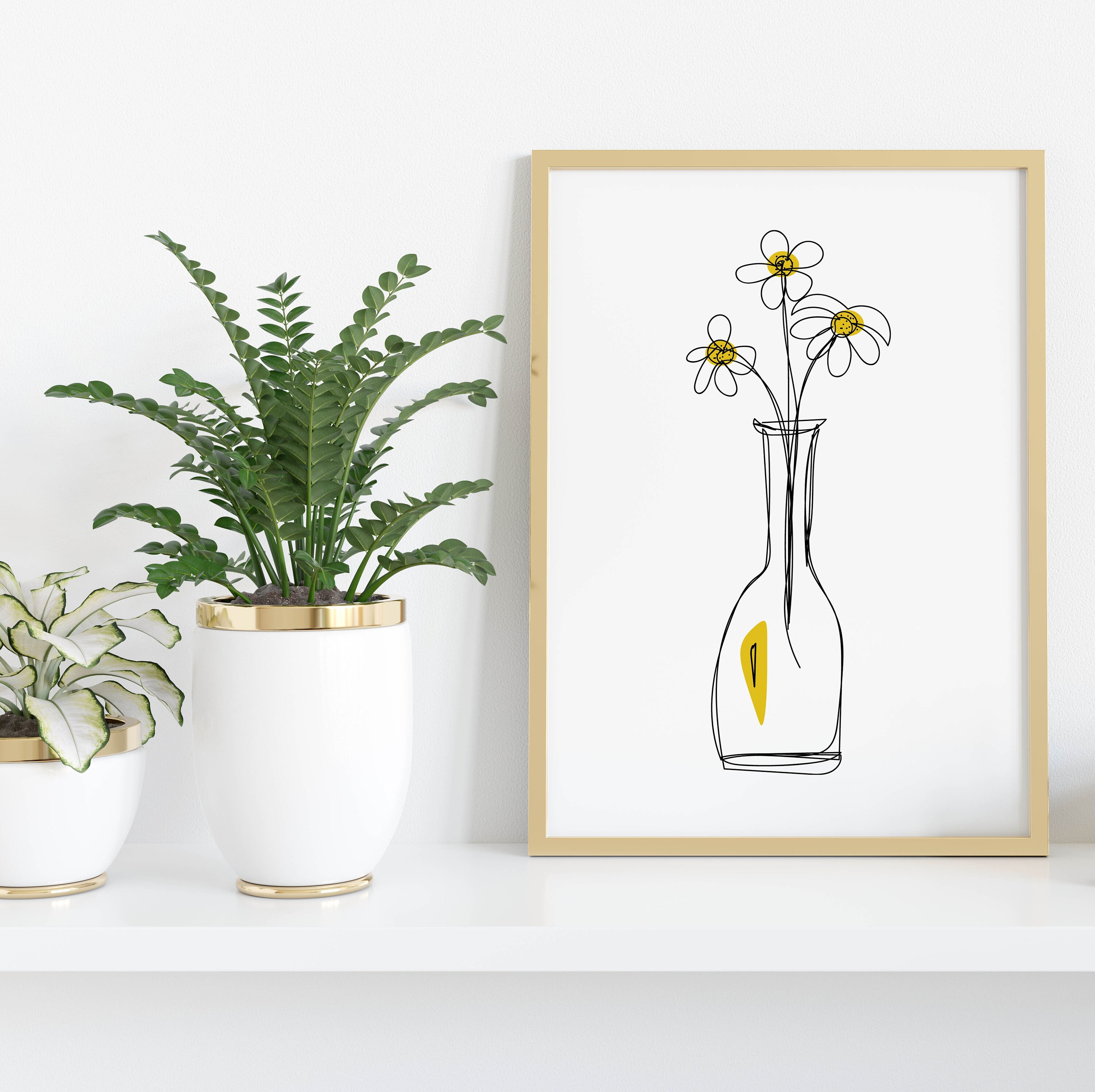 Abstract Floral Poster One Line Botanical Art Minimal Daisy - Etsy