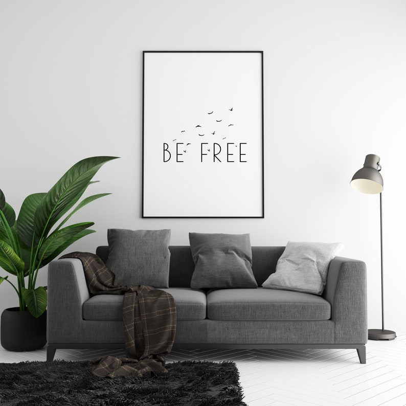Be Free Poster Inspirational Quote Wall Art Poster With - Etsy