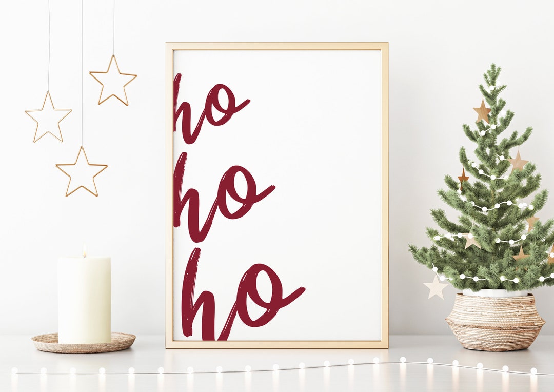 Ho Ho Ho Printable Sign, Christmas Poster, Holiday Decoration, Red ...
