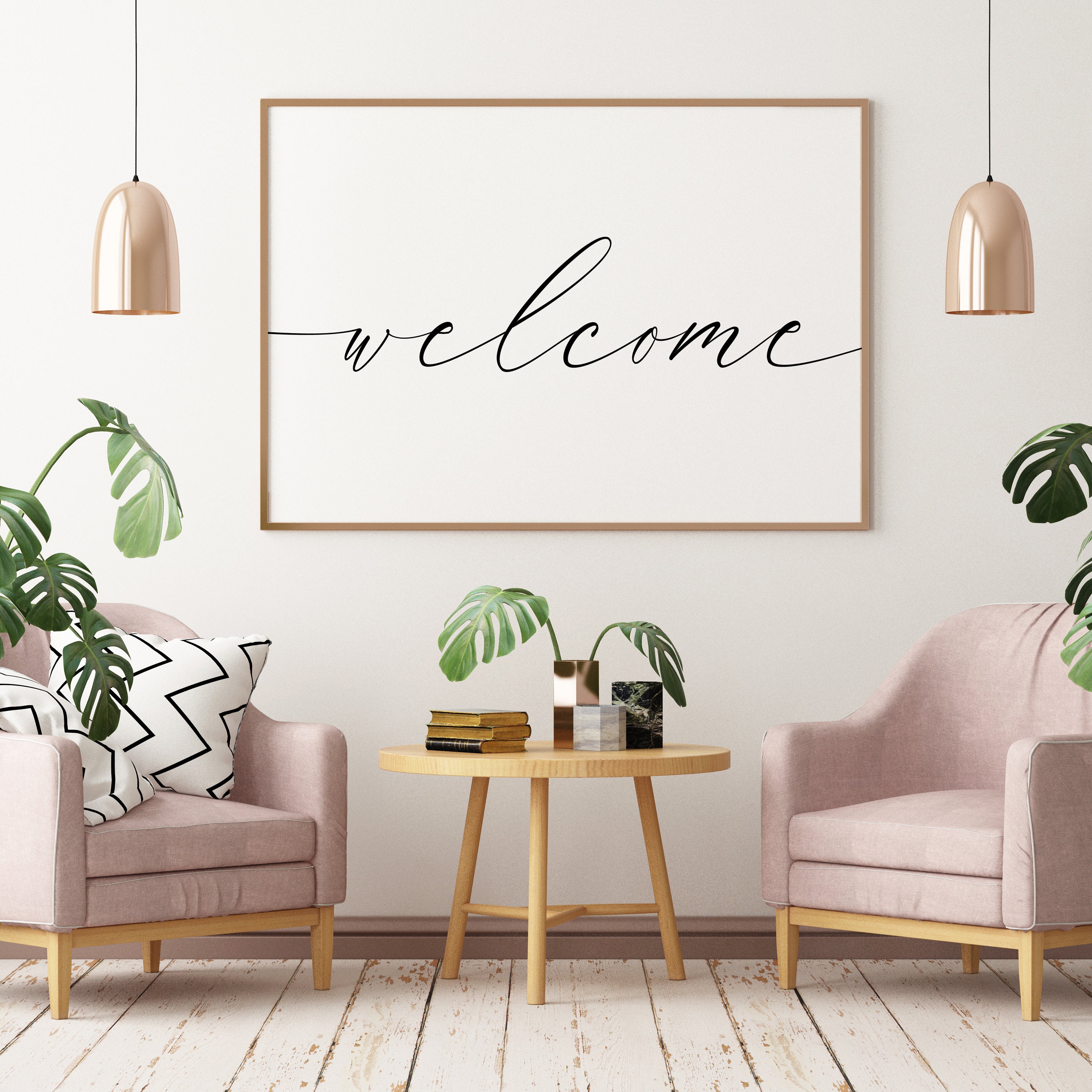 Welcome Printable Sign Entryway Wall Print Black and White - Etsy