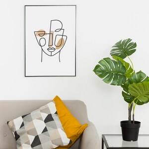 One Line Face Art Print, Single Line Abstract Portrait Art, Minimal ...