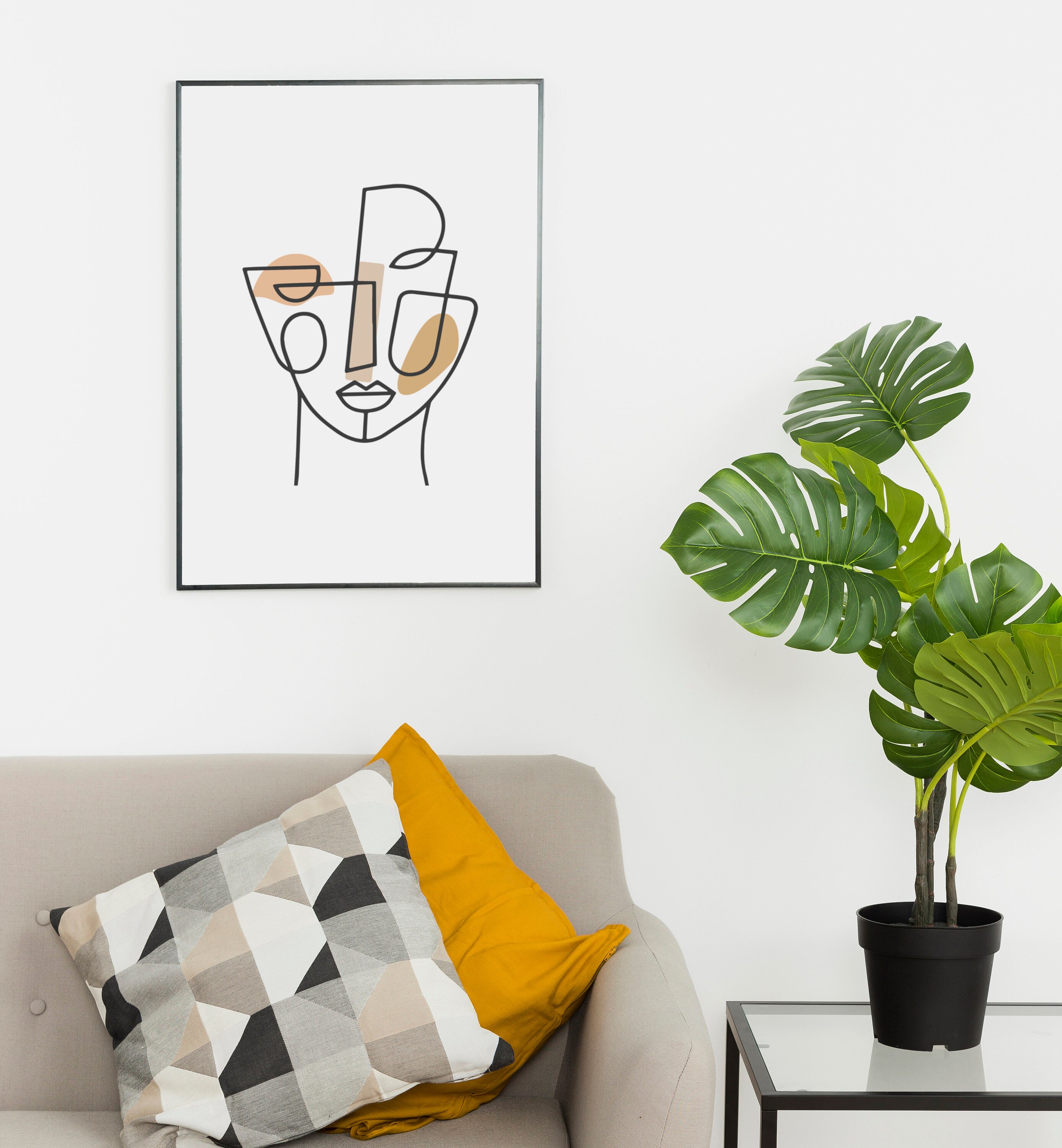 One Line Face Art Print Single Line Abstract Portrait Art - Etsy