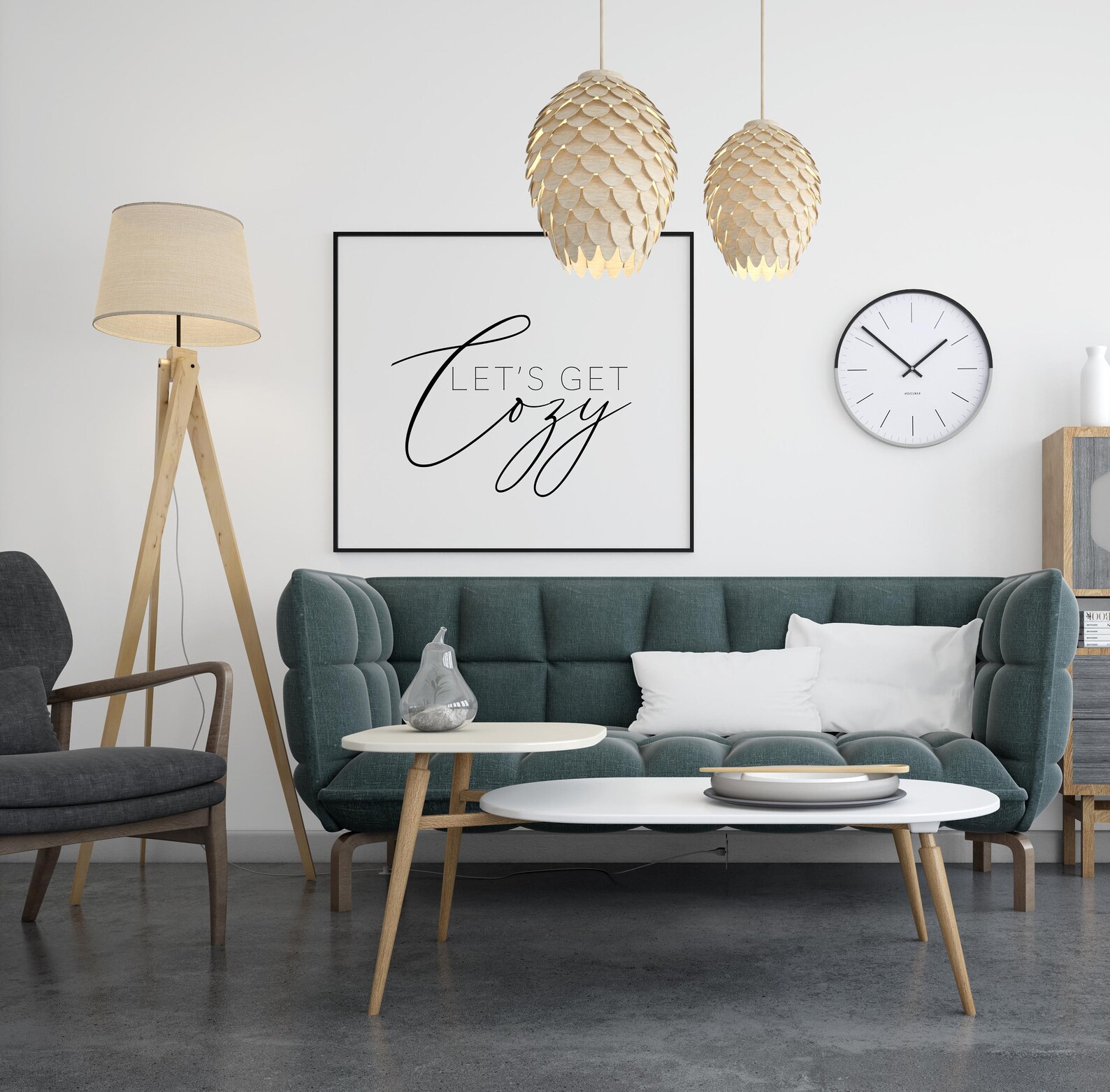 Let's Get Cozy Printable Poster, Bedroom Print Art, Typographic Wall ...