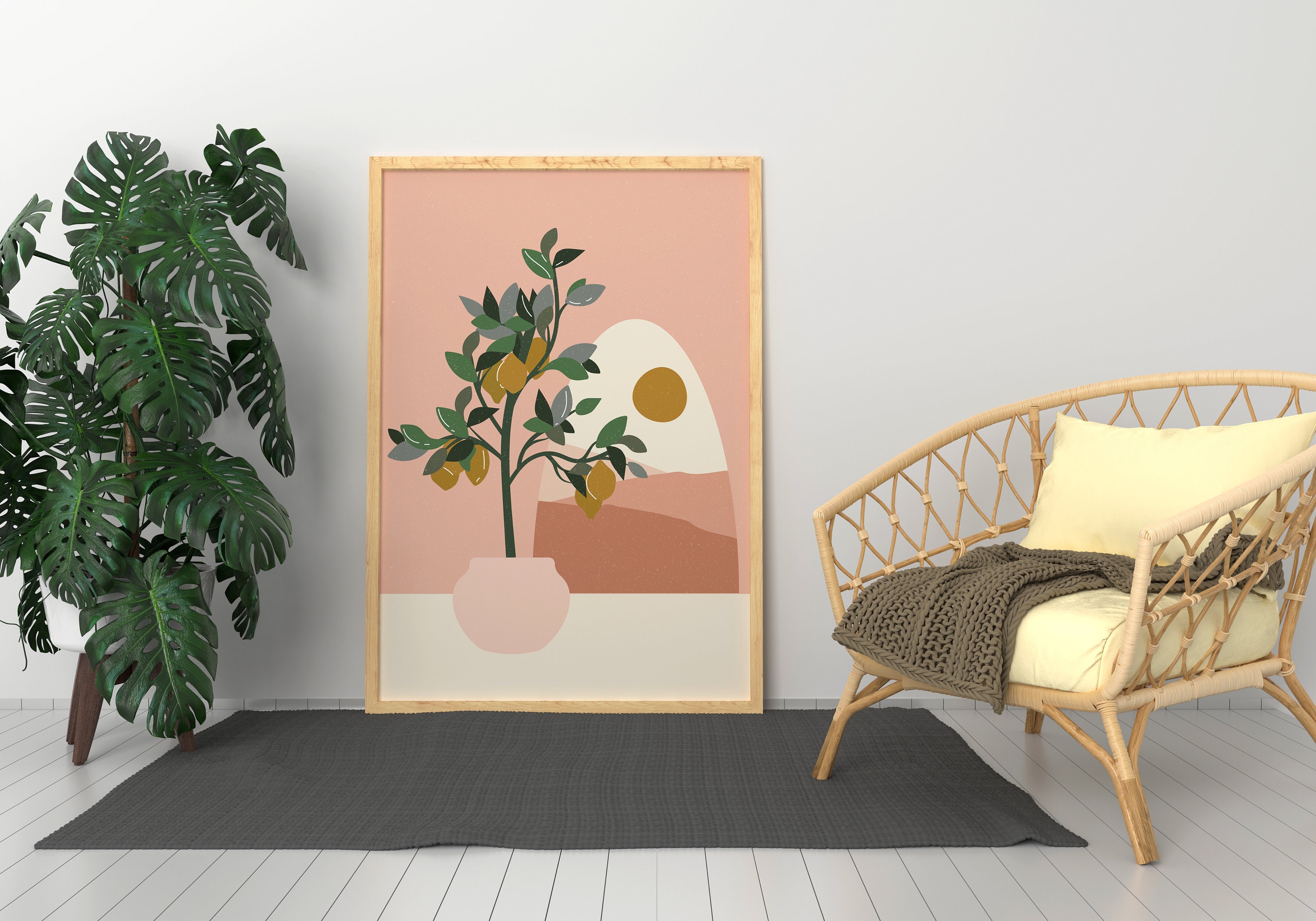 Lemon Tree Print Art Abstract Lemon Tree Wall Poster Lemon - Etsy Australia