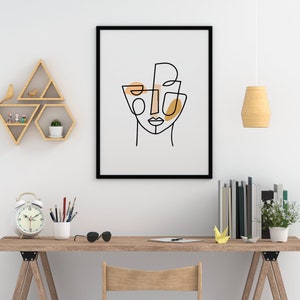 One Line Face Art Print, Single Line Abstract Portrait Art, Minimal ...