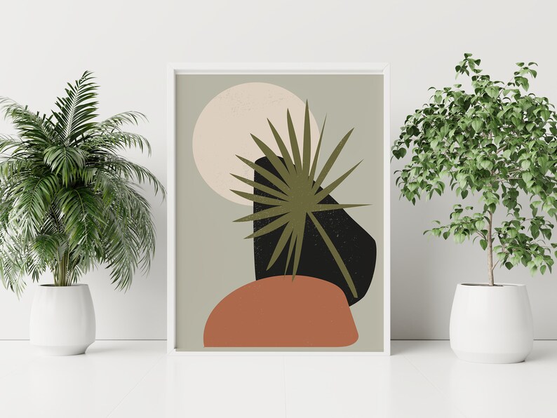 Abstract Tropical Leaf Poster Geometric Shapes Print Modern - Etsy