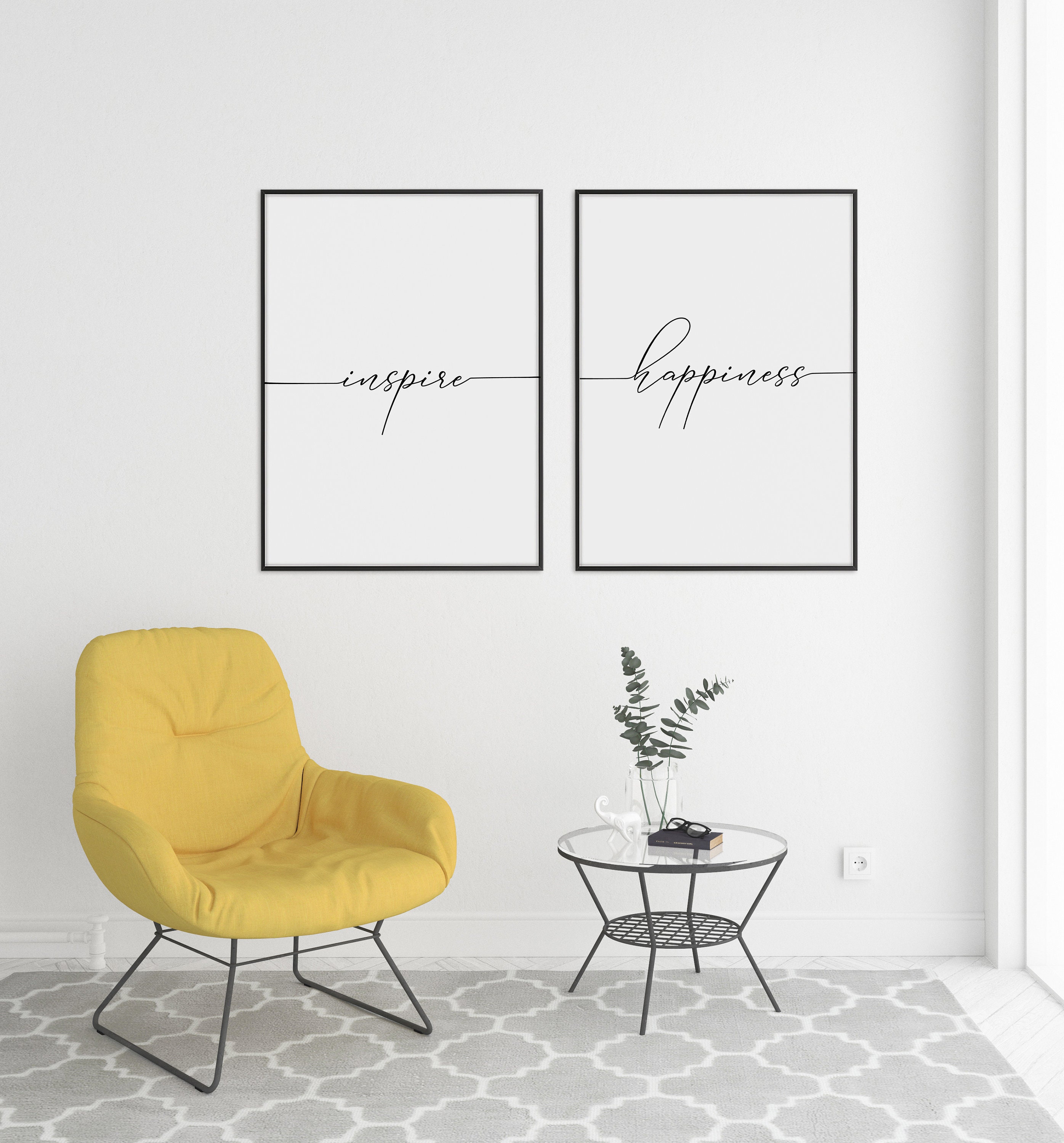 Inspire Happiness Print Art Inspirational Quote Poster Set - Etsy