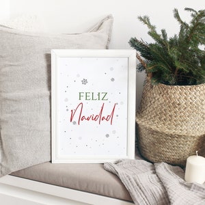 Feliz Navidad Printable Poster, Merry Christmas in Spanish, Xmas Decor ...