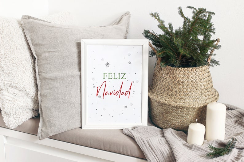 Feliz Navidad Printable Poster Merry Christmas in Spanish | Etsy