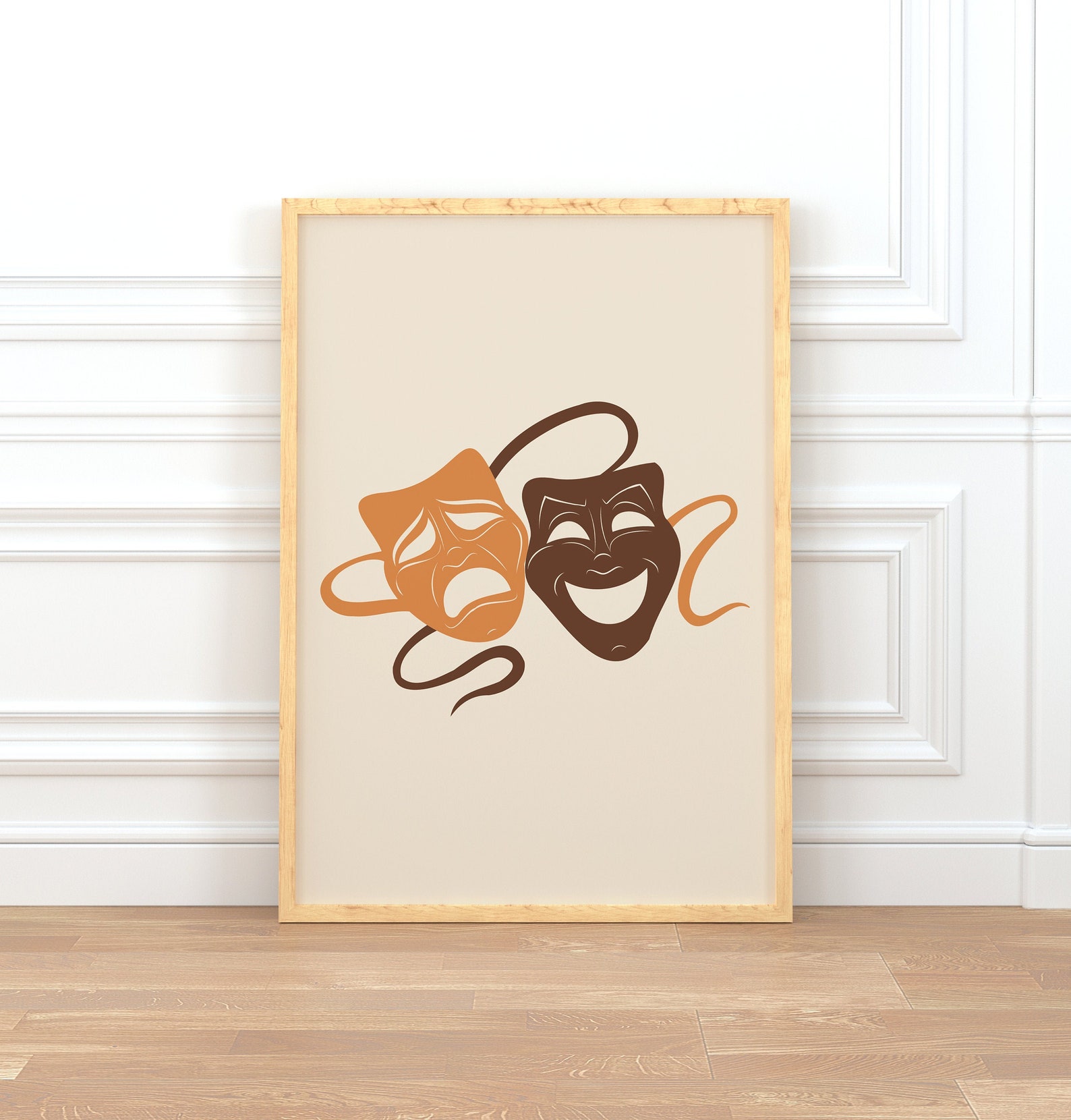 Theater Masks Print Art Tragedy and Comedy Poster Abstract - Etsy