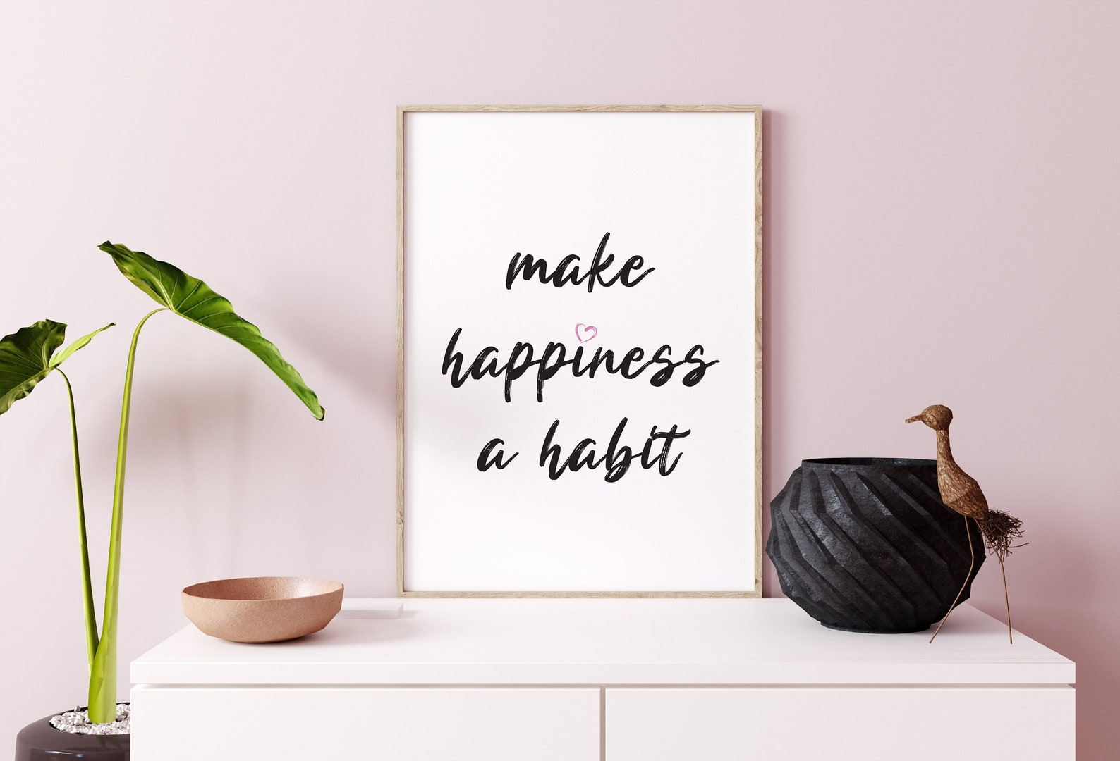 Make Happiness A Habit Printable Poster, Positive Quote Print ...