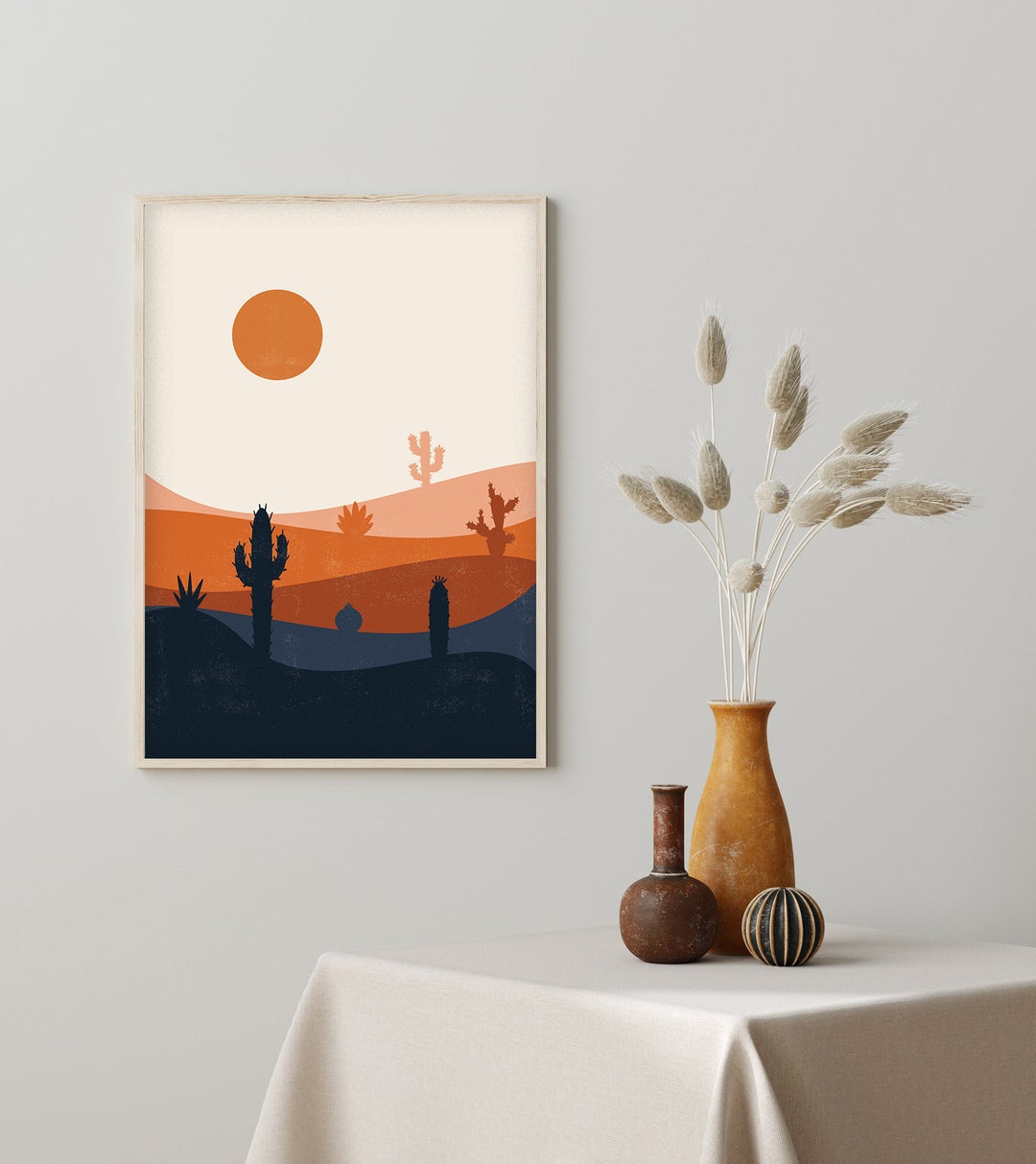 Abstract Desert Print, Modern Landscape Poster, Minimalist Cactus Art ...