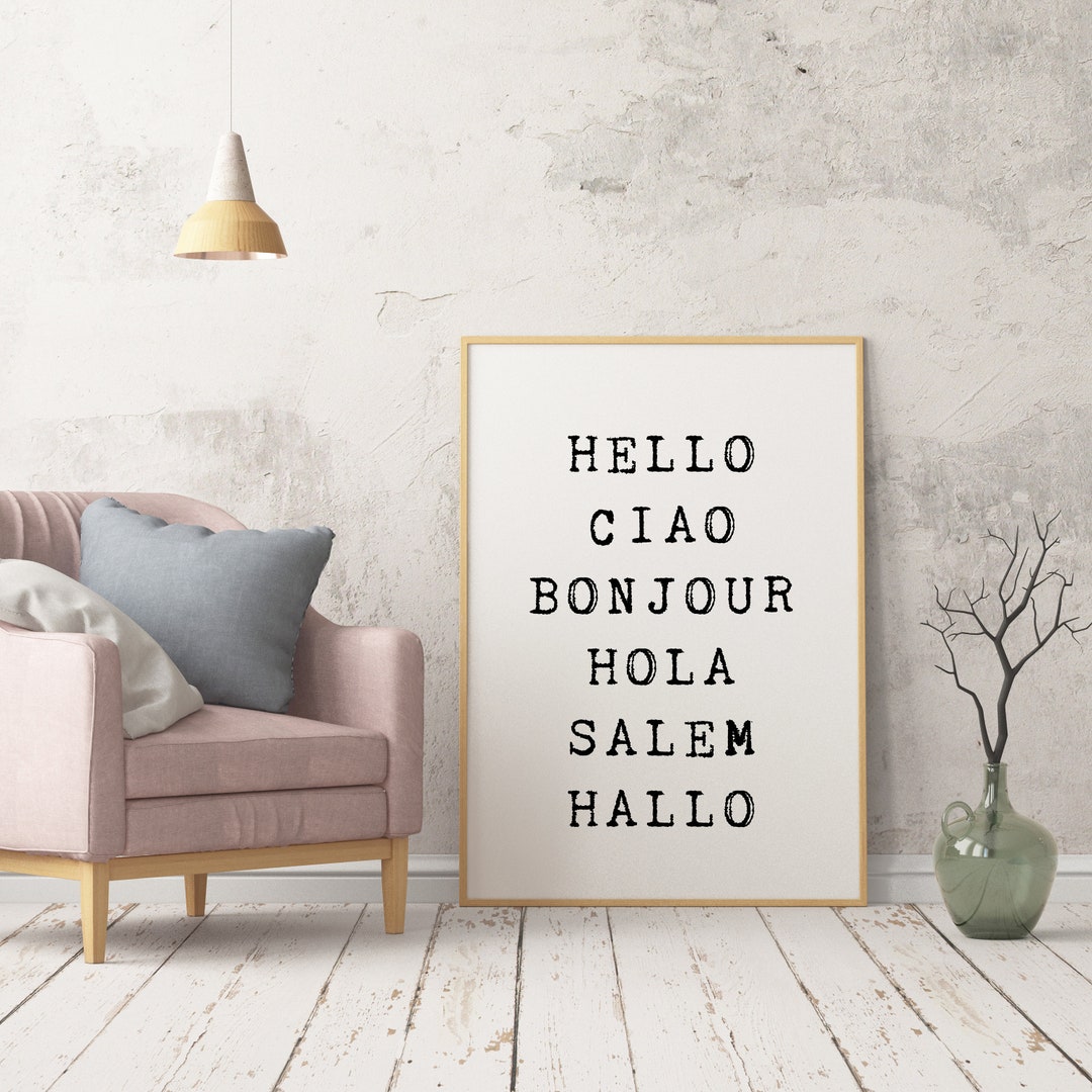 Hello in Different Languages Print, Typographic Art, Entryway Wall ...
