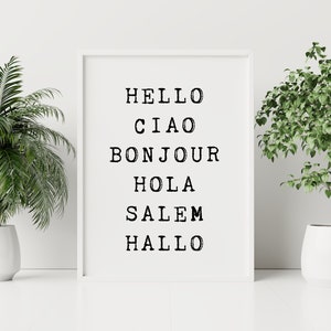 Hello in Different Languages Print, Typographic Art, Entryway Wall ...