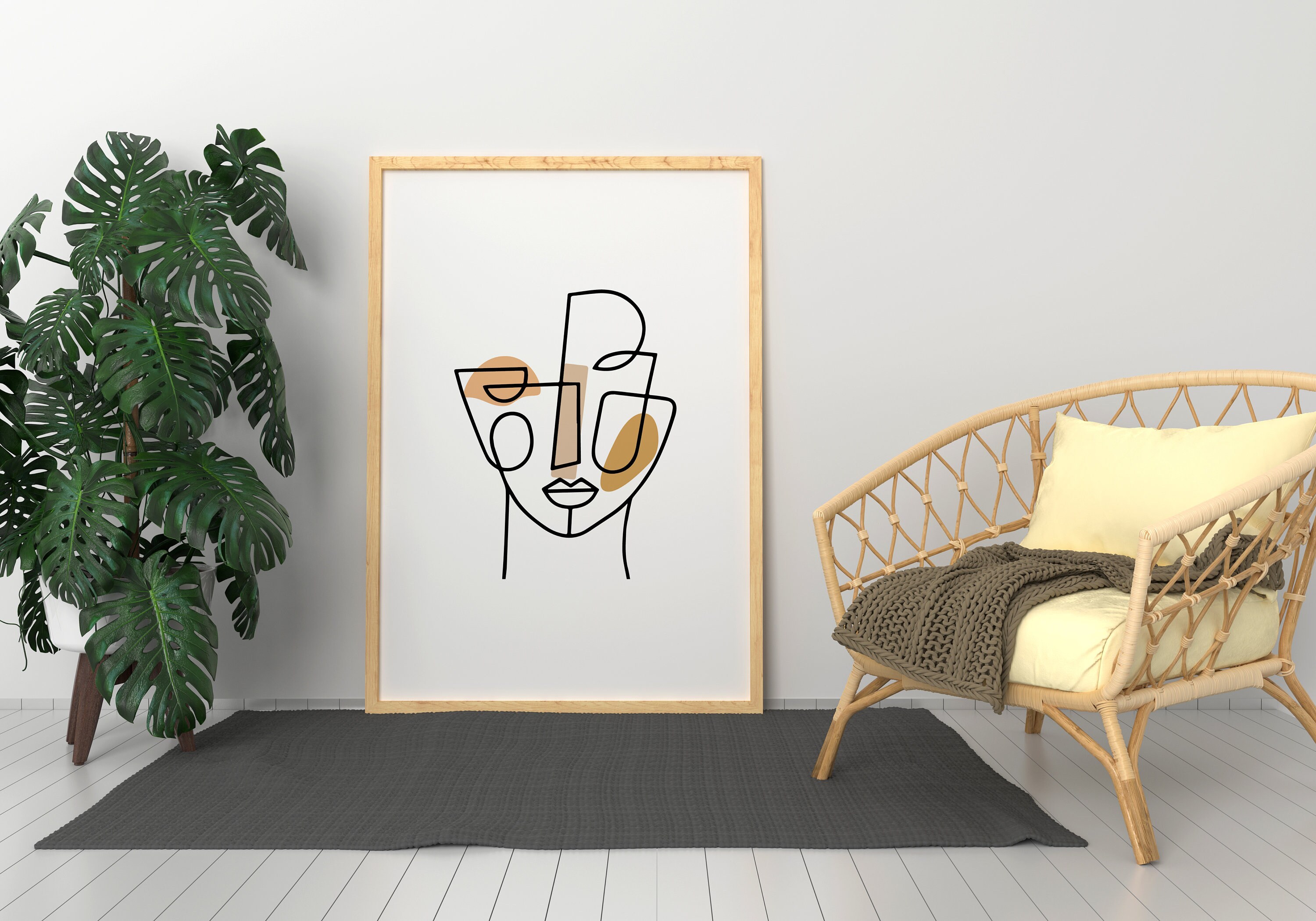 One Line Face Art Print Single Line Abstract Portrait Art - Etsy