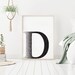 Letter D Printable Art, Office Wall Sign, Name Initial Poster, Minimal ...